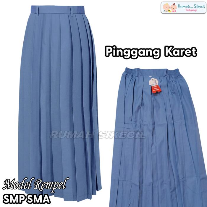 Jual Rok Rempel Plisker Panjang Sekolah SMP SMA Abu Biru Coklat Hitam ...