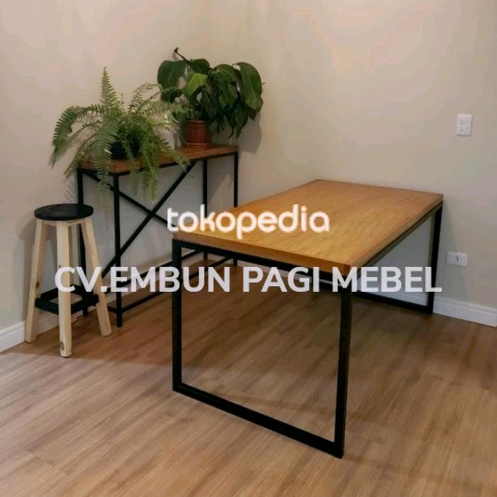 Jual meja kerja meja komputer kayu mahoni kaki besi holow - Kota ...