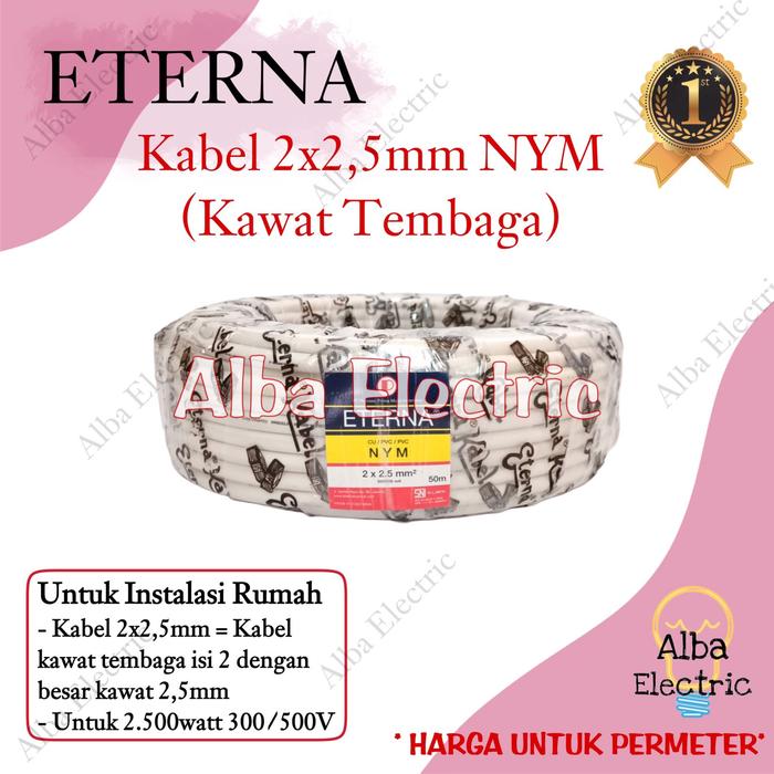 Jual Kabel Eterna Listrik NYM 2x2,5 Meteran Eterna Kawat Putih 2 x 2.5 MM - Jakarta Barat ...