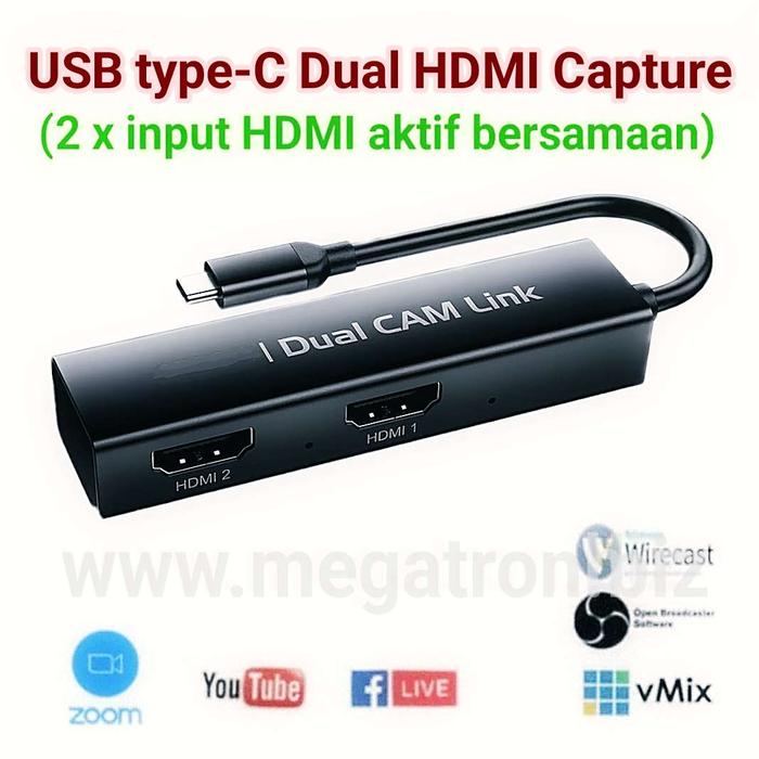 Jual USB type-C Dual HDMI Video Capture -support vMix OBS (2 x HDMI ...