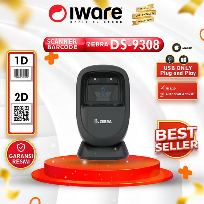 Promo Scanner Barcode 2D Zebra DS-9308 Auto Scan Usb Mac Win QR CODE ...
