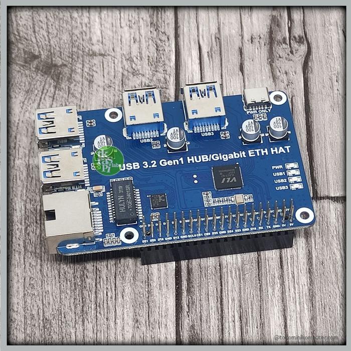 Jual USB 3.2 Gen1 And Gigabit Ethernet HUB HAT for Raspberry Pi ...