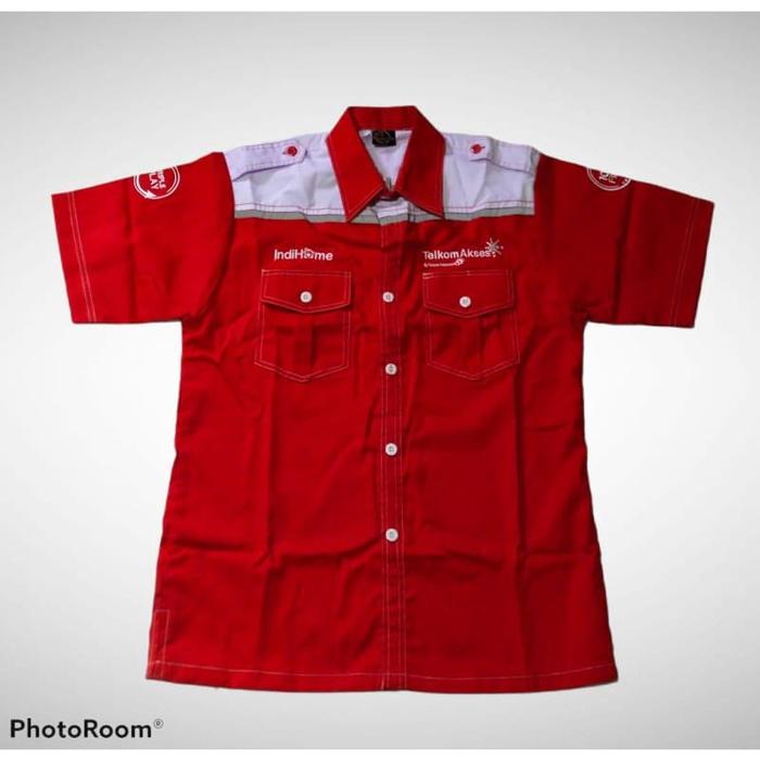 Promo Baju Kemeja Kerja lengan pendek Seragam Telkom Indihome bordir ...