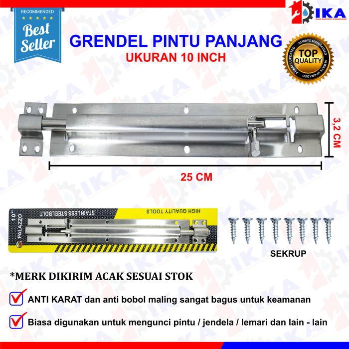 Jual Grendel slot pintu 10 inch / 25 cm besi kayu panjang kuat murah ...
