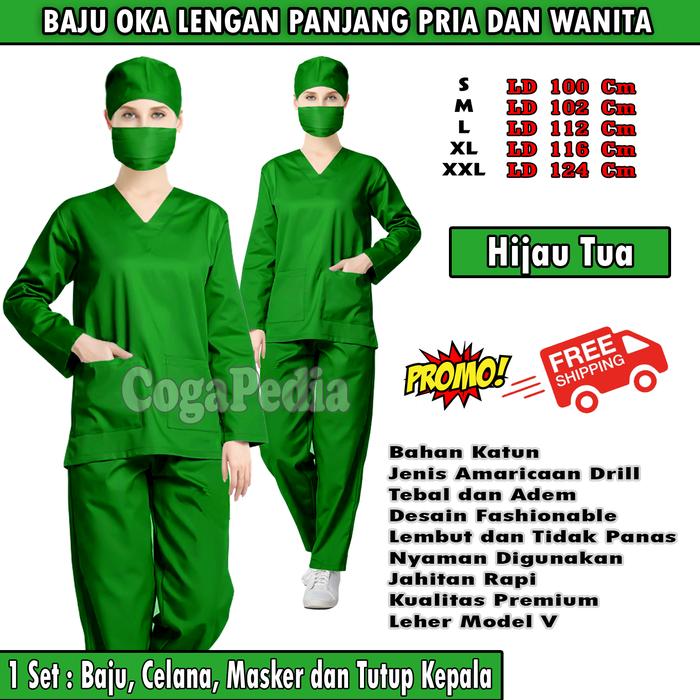 Jual Baju OK Lengan Panjang Seragam Perawat Dokter Bidan suster Scrub ...