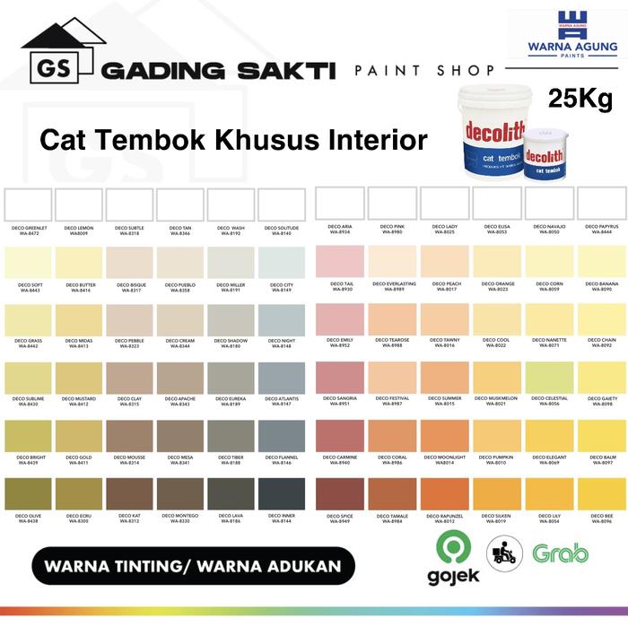 Jual Cat Decolith (Warna Tinting / Adukan) / Cat Tembok Interior Pail ...