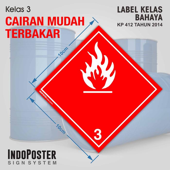 Jual Stiker IATA label kelas material bahaya - cairan mudah terbakar ...