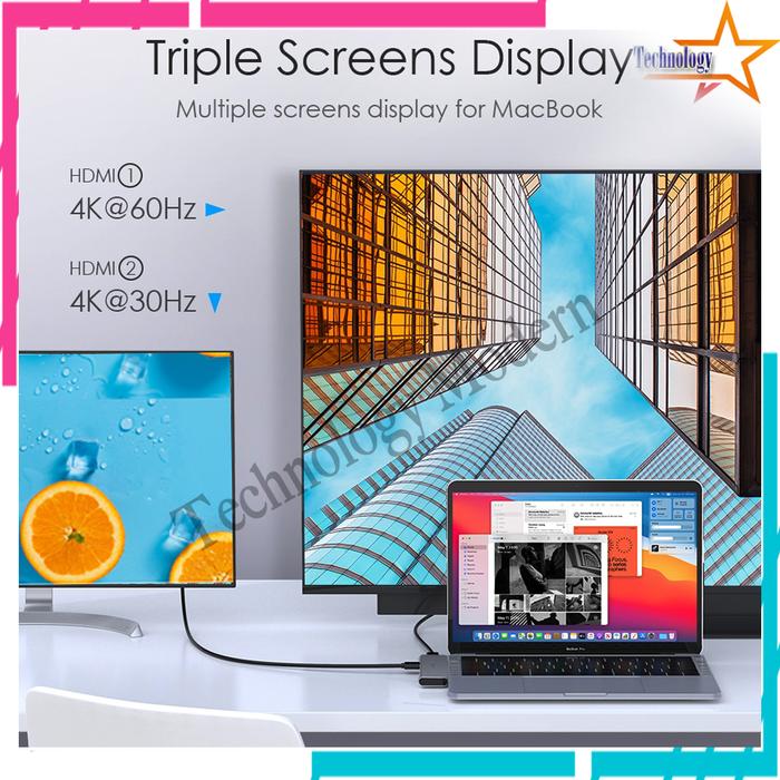 Jual 4K Dual HDMI Extend Display 2 Monitor with Docking For Macbook Pro ...
