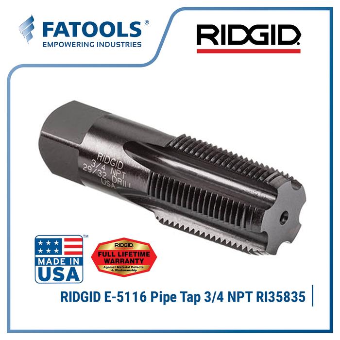 Jual RIDGID 35835 E5116 Pipe Tap 3/4" NPT Hand Tap Pipa Drat Ulir Snai ...