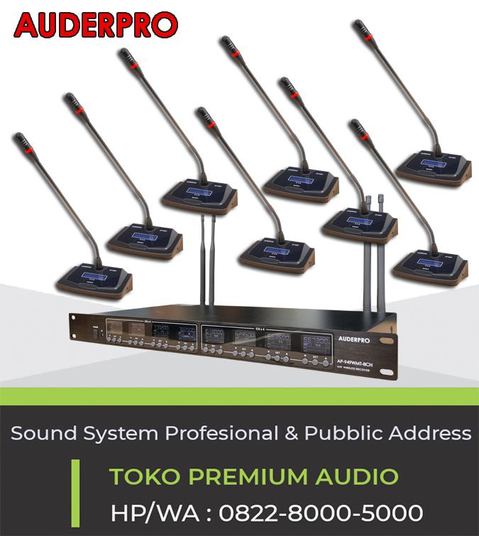 Jual MIKROFON MEJA RAPAT WIRELESS AUDERPRO AP-949WMT-8CH PRODUK ...