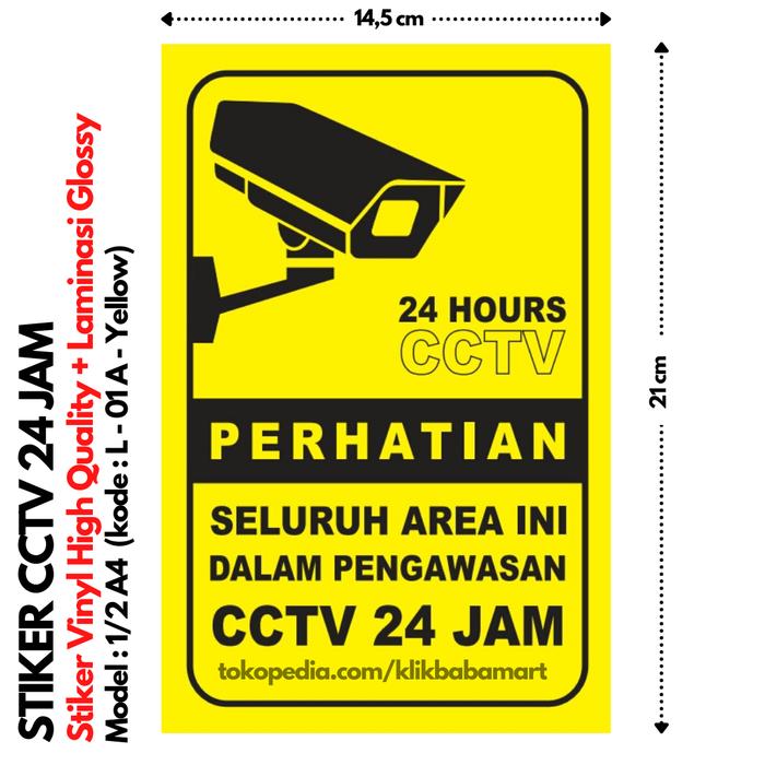 Jual Stiker CCTV 24 Jam Vinyl High Quality Laminasi Glossy Sticker ...