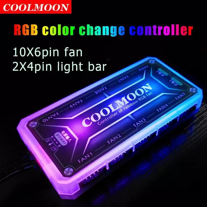 Jual RGB Fan Controller remote Coolmoon pc komputer universal 6pin 4pin ...