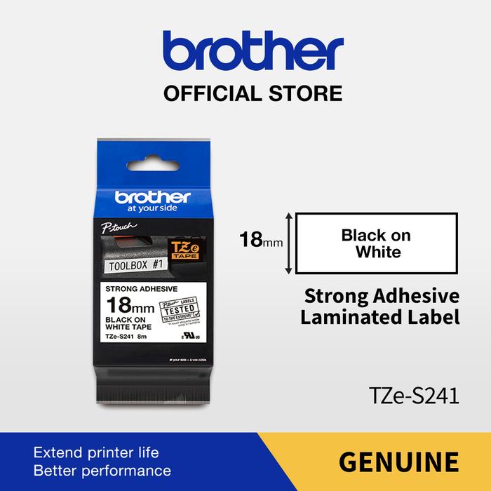 Promo Brother Label Tape TZE-S241 18mm Black On White Cicil 0% 3x ...