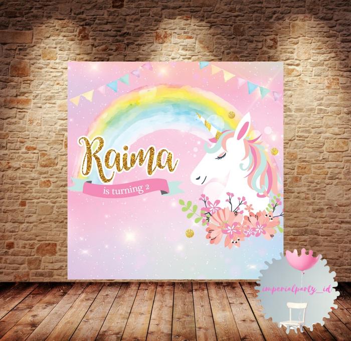 Jual Custom Backdrop Banner Spanduk Happy Birthday Unicorn Rainbow ...