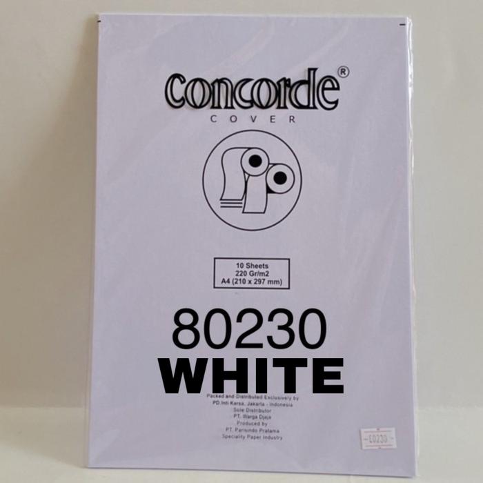 Jual KERTAS CONCORDE A4 220 GRAM / M2 ( WHITE ) / 1 PACK ISI 10 LEMBAR ...