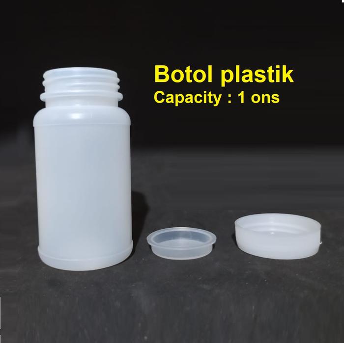 Jual BOTOL SAMPEL PLASTIK 100 ML LENGKAP DENGAN TUTUP DOUBLE SIL PENDEK ...