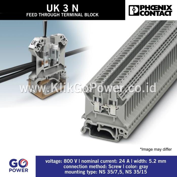 Jual Terminal Block Phoenix Contact UK3N / UK 3 N 3001501 Original isi ...