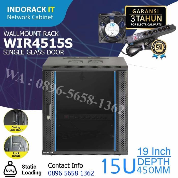Promo Wallmount Rak INDORACK Single Door Rak Server 15U Depth 450mm ...