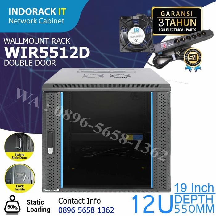 Promo Wallmount Rack INDORACK Double Door 12U Rack Depth 550mm WIR5512D ...