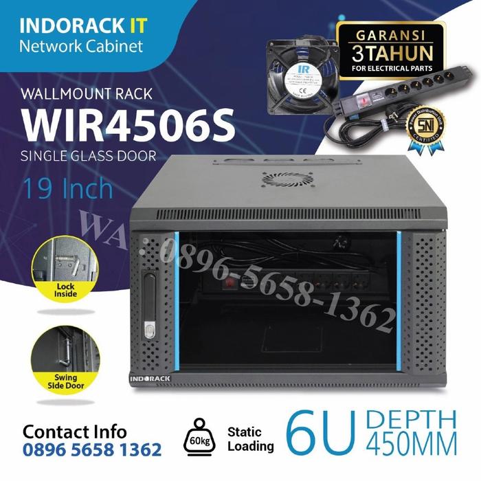 Promo Wallmount Rack INDORACK Single Door RackServer 6U Depth 450mm ...