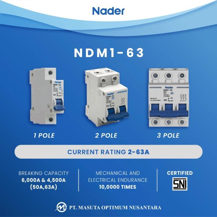Jual MCB 2P NDM1-63 6kA 2/4/6/10/16/20/25/32/40/50/63A SNI IEC60898 NADER - 63A - Jakarta Timur ...