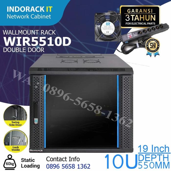 Promo Wallmount Rack INDORACK Double Door Rack 10U Depth 550mm WIR5510D ...