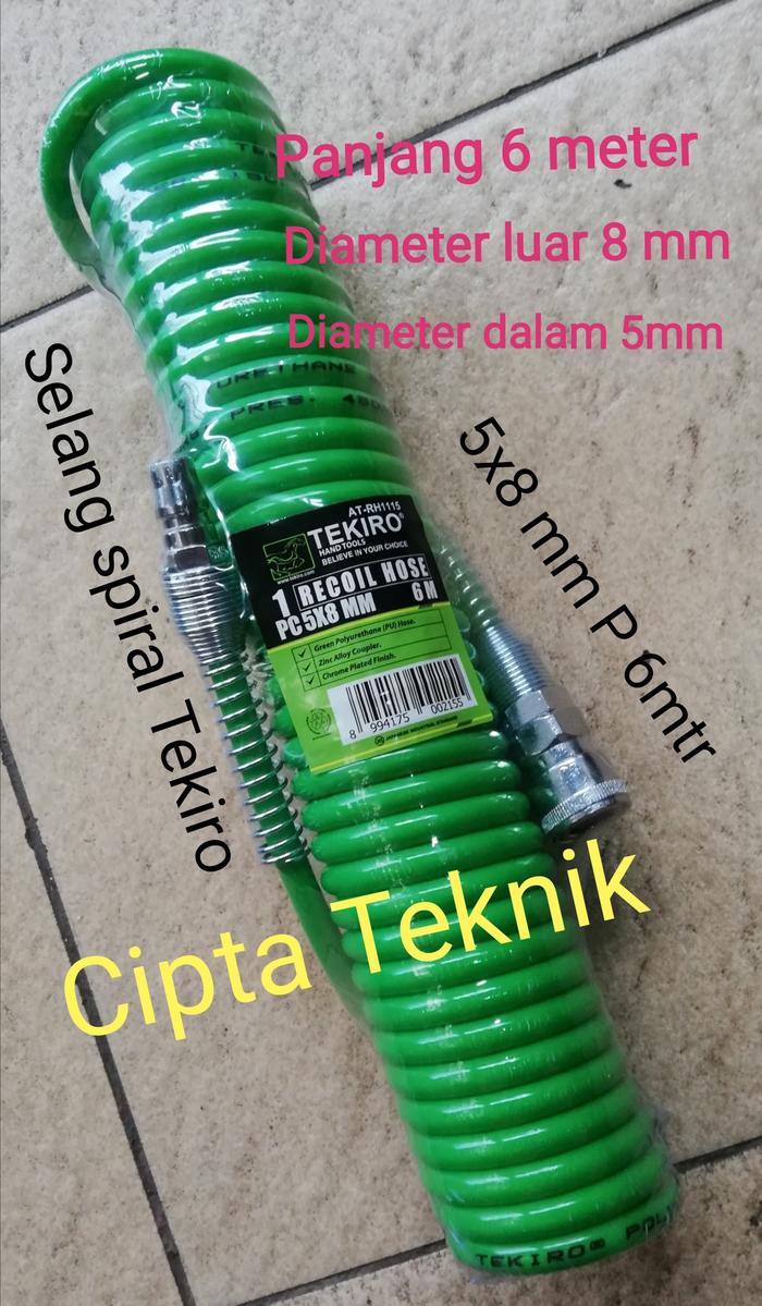 Jual Selang angin spiral 6 meter 5mm x 8mm Tekiro recoil hose 5x8 mm ...