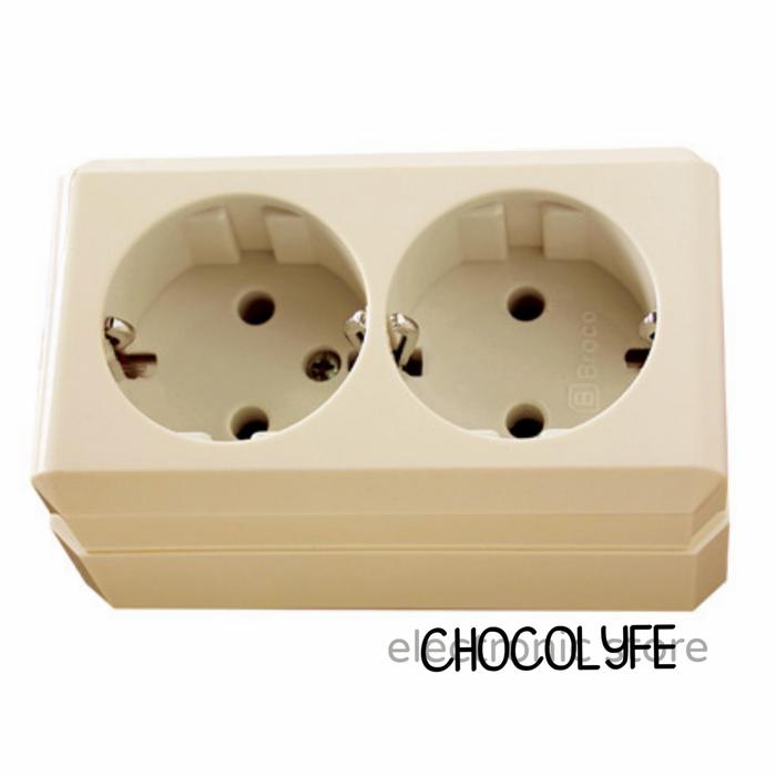 Jual STOP KONTAK 2 LUBANG BROCO DOUBLE SOCKET OUTLET BROCO 15420 - Kota ...