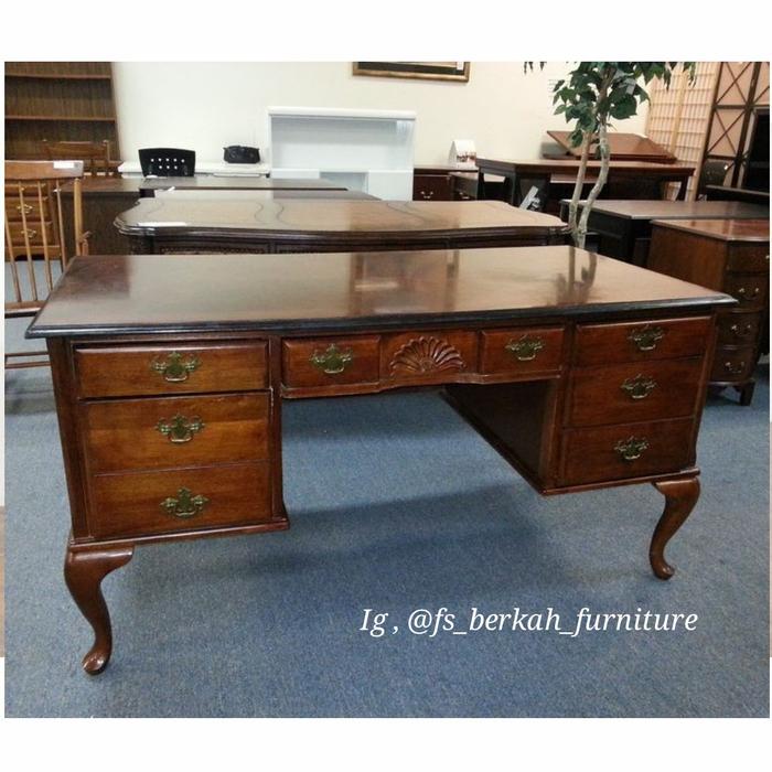 Jual meja kantor klasik kayu jati solid,meja kerja kantor laci ukur ...
