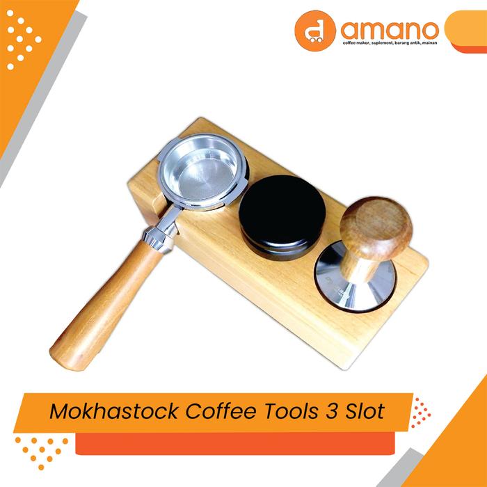 Jual Mokhastock Tools Coffee Wood Tempat Simpan Peralatan Kopi 3 Slot ...