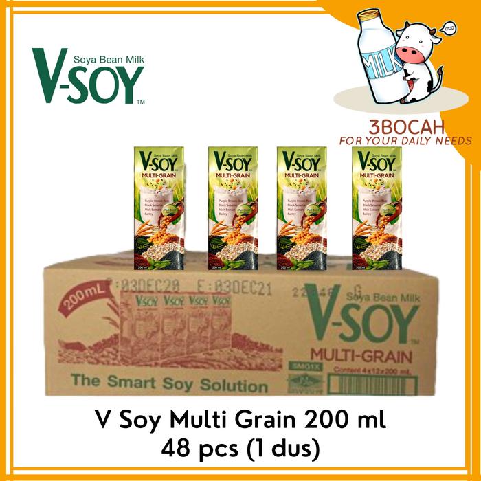 Jual Vsoy Multigrain 200 ml Karton | V-Soy Susu Kedelai 200ml Impor ...
