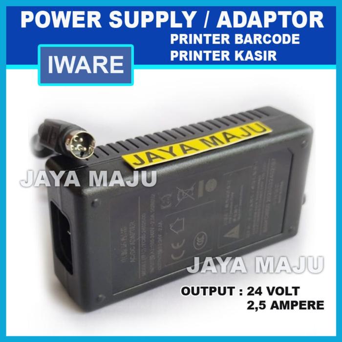 Jual ADAPTOR PRINTER IWARE IW-200U/ IW-800 24 VOLT 2,5 AMPERE - Kota ...