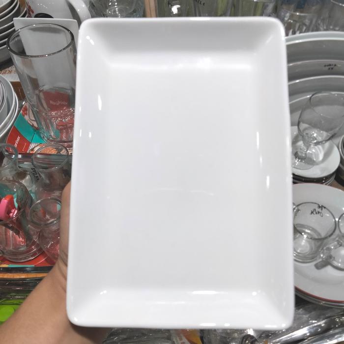 Jual piring saji persegi panjang BLANC / piring segi keramik 19 x 14 cm ...