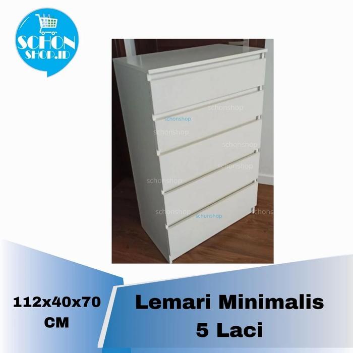 Jual Lemari Laci Minimalis Kayu- Drawer 5 Laci Minimalis - Putih ...