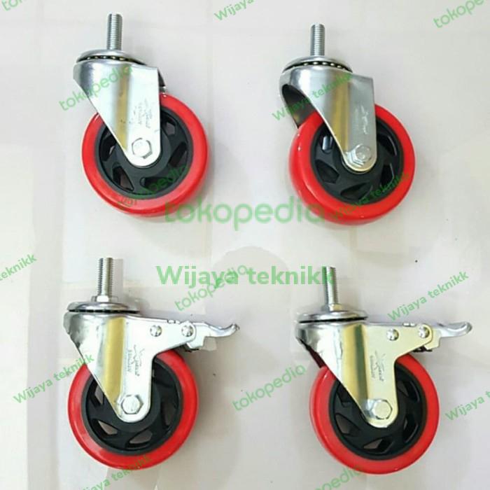Jual Roda Srew 4 inch Pu roda meja roda gerobak roda troli belanja 4 ...