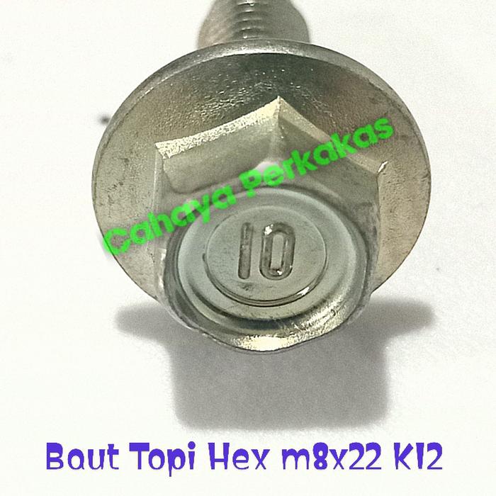 Jual J Baut Topi Flange Bolt Hex Putih M8 x 22 Kunci 12 Grade Original ...