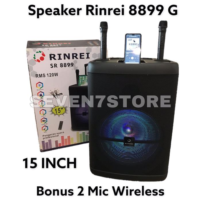 Jual Speaker Portable RINREI 15 inch SR 8899G Bonus 2 Mic Wireless ...