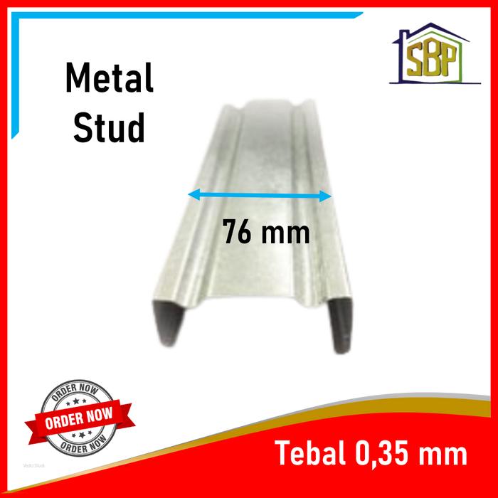 Jual Metal Stud 76 Tebal 0,35 Mm Besi Rangka Partisi Gypsum Panjang 3 ...