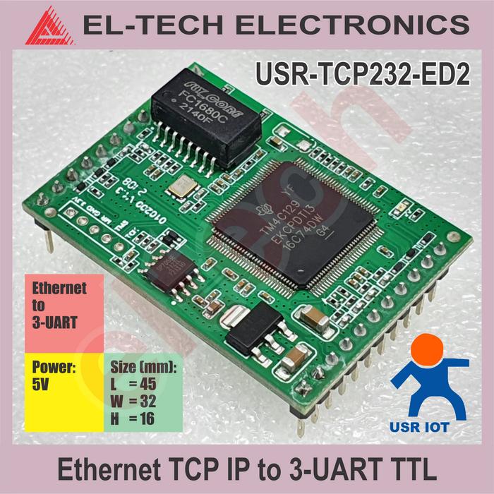Jual Serial RS 232 485 UART TTL LAN Ethernet TCP IP RJ45 USR-TCP232 Module - USR-TCP232-ED2 ...