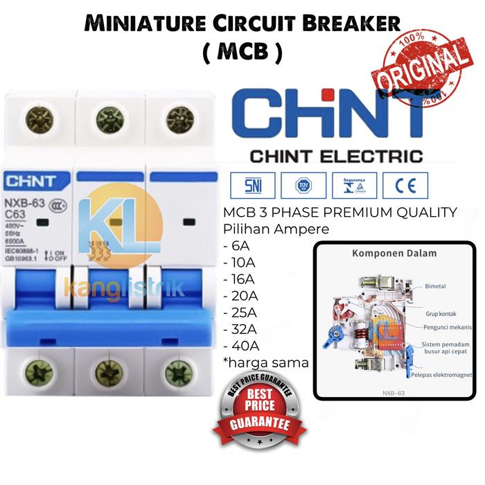 Jual MCB CHINT SNI 3P 6A/10A/16A/20A/25A/32A/40A 3phase PREMIUM QUALITY 6kA - 32A - Jakarta ...