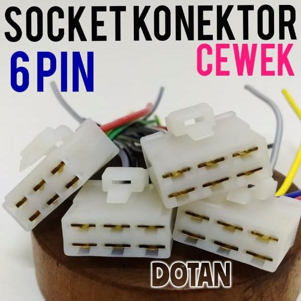 Jual SOKET SOCKET KONEKTOR 6 PIN (TERMASUK SKUN DAN KABEL) BAHAN NYLON ...