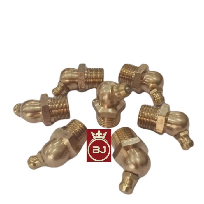 Jual NEPEL GREASE 8MM M8*1 45° / NIPPLE GREASE / NEPEL GEMUK KUNINGAN ...