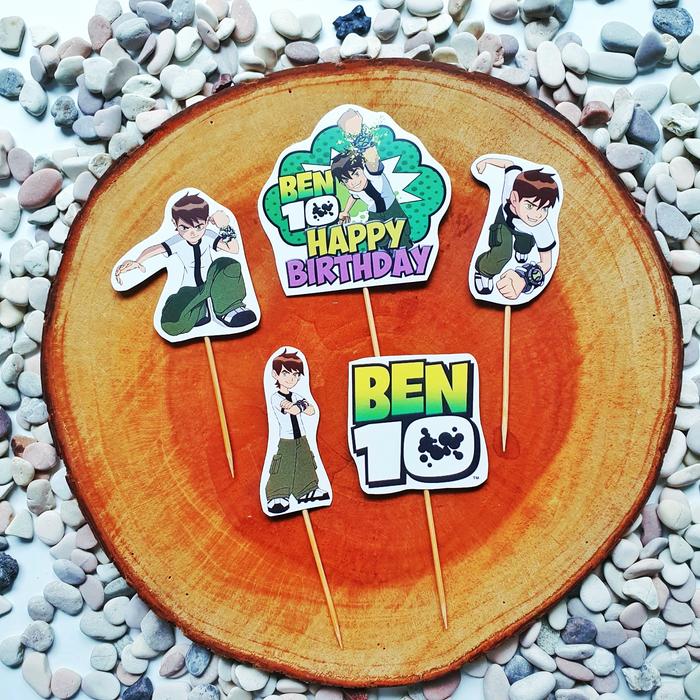 Jual SM Set Mini pt 5 Birthday Cake Topper Cupcake Pudding - Ben 10 ...