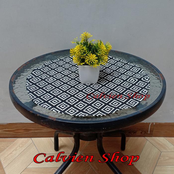 Jual Taplak Meja Bulat Diameter 40cm/Taplak Meja Bundar Motif Rhombus ...