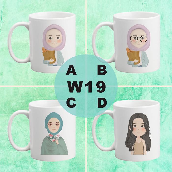 Jual MUG CUSTOM UNIK KARIKATUR / AVATAR (W1) (CEWEK / PEREMPUAN) MURAH ...