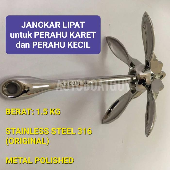 Jual JANGKAR Lipat Perahu Karet / Kecil Stainless Steel Foldable Anchor ...