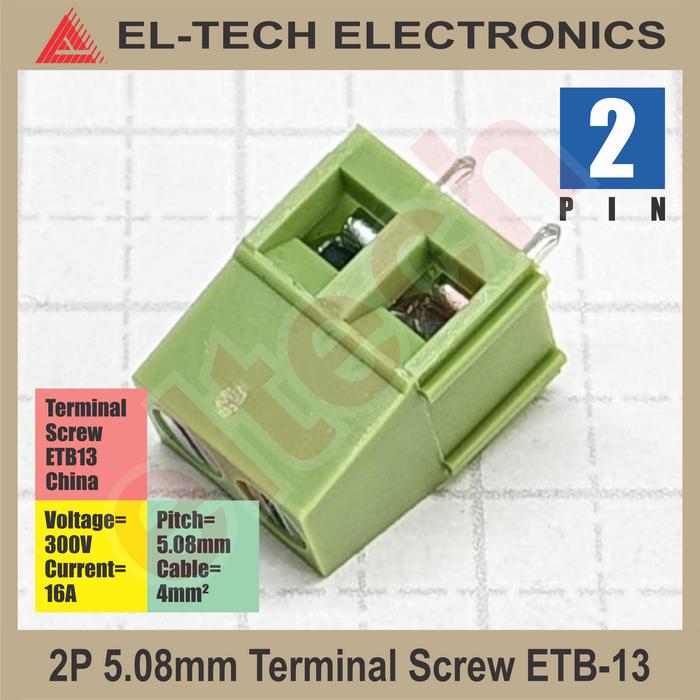 Jual 2 2P 2Pin P Pin 5.08mm ETB-13 Green Hijau Terminal Screw Block ...