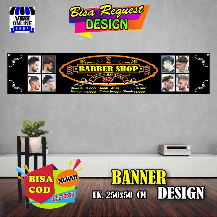 Jual Spanduk Banner Pangkas Rambut, Potong Rambut, Barbershop, Simple ...