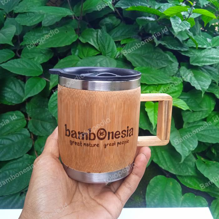 Jual Tumbler Bambu Stainless Mug Kopi Mug Promosi Free Tulisan Custom ...