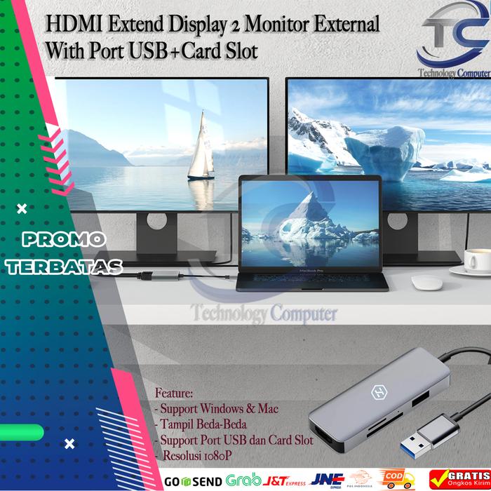 Jual HDMI Extend 2 Monitor Display (Tampil Beda-Beda) With Docking 1X ...